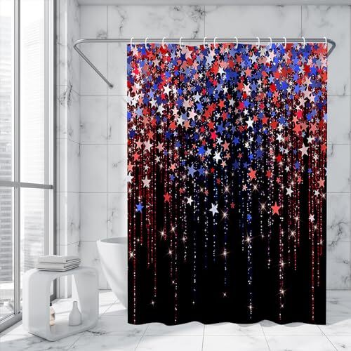 72x72 Inch American Flag Patriotic Shower Curtain for Bathroom ...