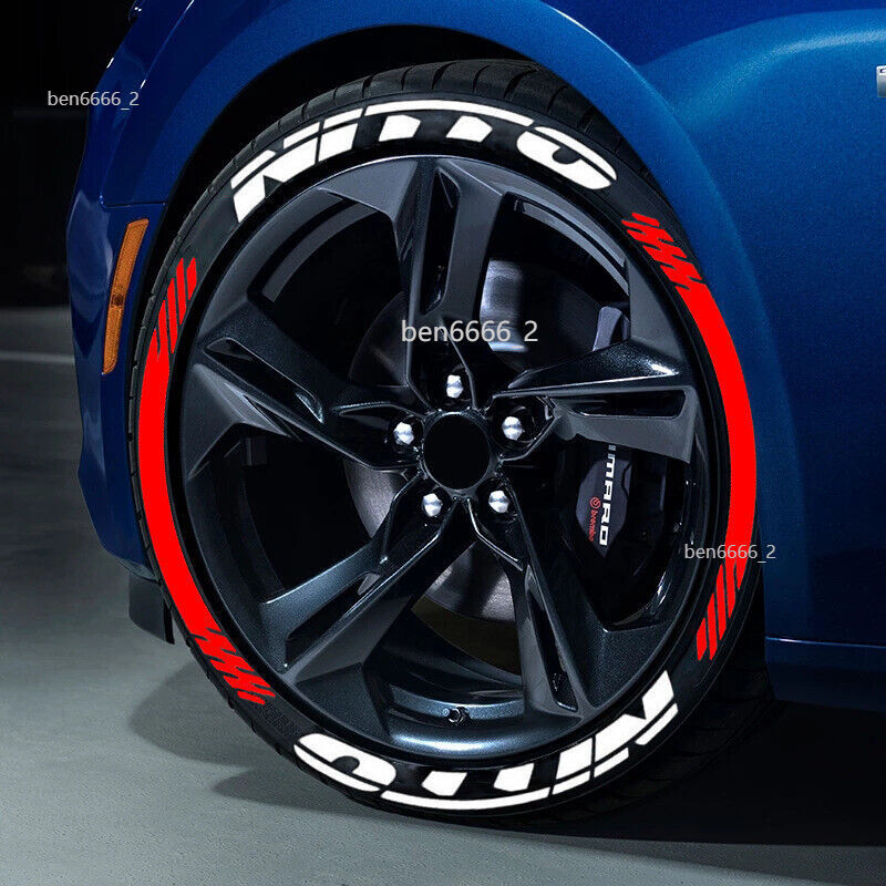 8 Sets NITTO Permanent Tire Lettering Sticker 1.38" 15"-24" W/ Stylish ...