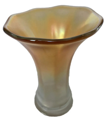 Smooth Panels Vase Marigold Peach to Clear Carnival Glass Antique | eBay