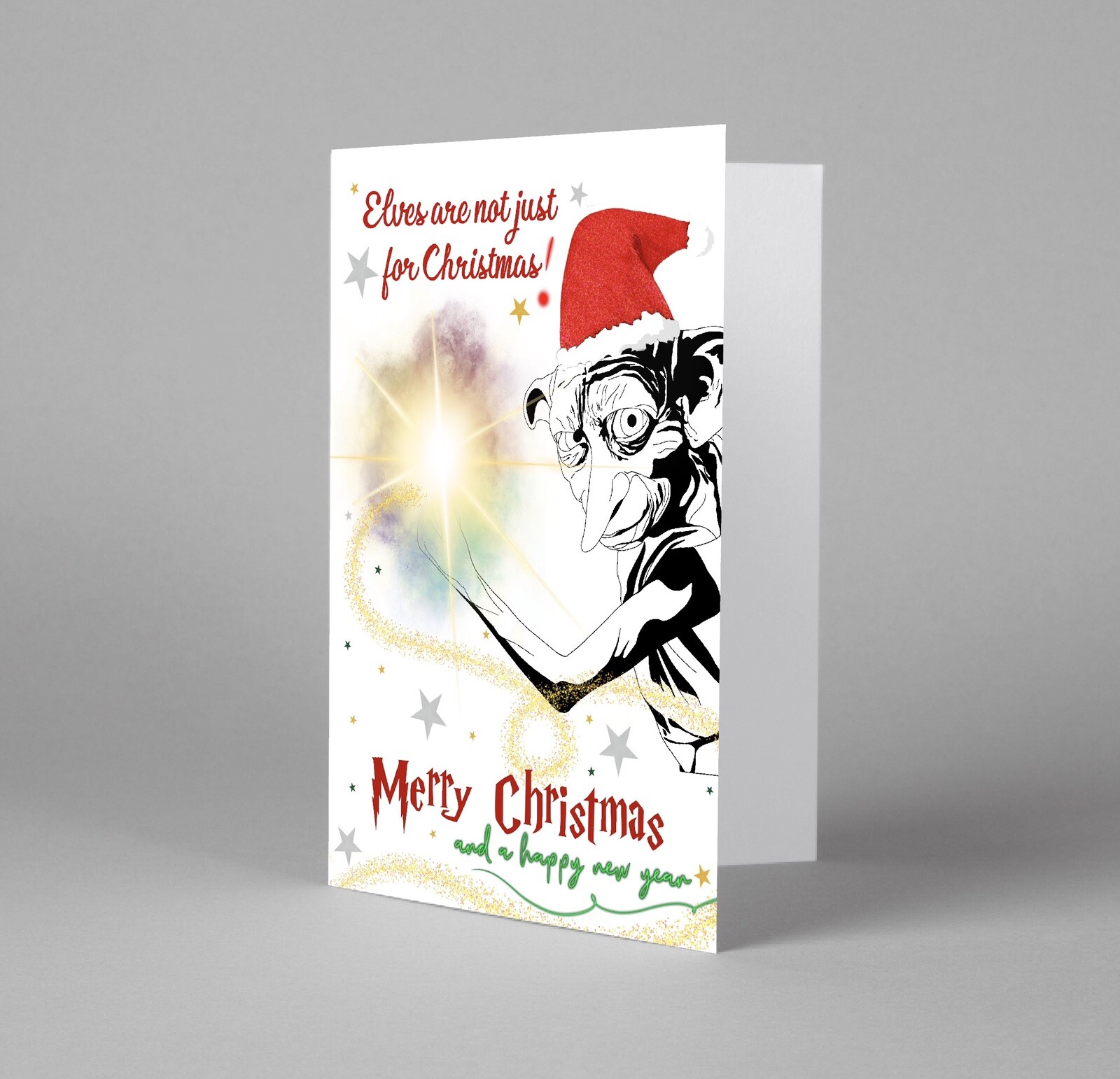 Dobby Christmas Card, Art Print Hogwarts Print Harry Potter Art ...