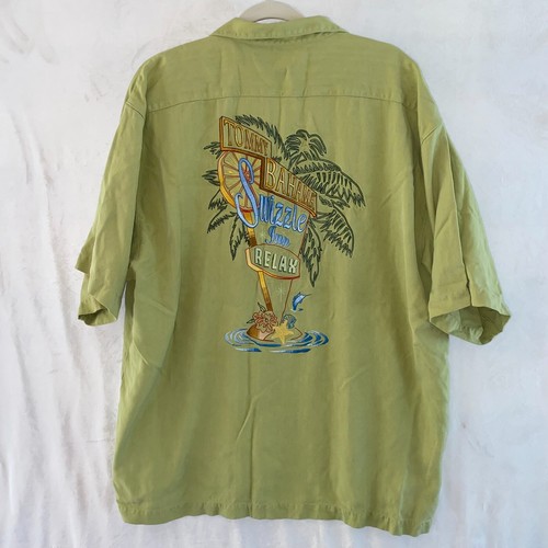TOMMY BAHAMA silk embroidery panel Swizzle Inn Hawaiian shirt XL #1501 ...