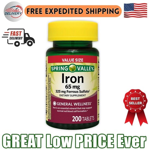Spring Valley Iron 65 Mg, 200 Ct Total Tablets Pills Tablet Free ...