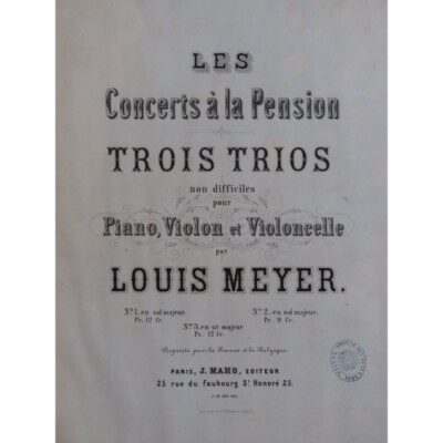 Meyer Louis Trio No.3 Piano Violin Cello 1866 | eBay Australia
