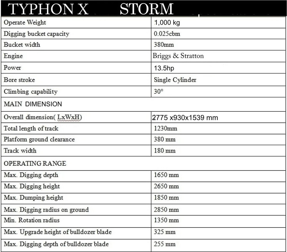 TYPHON Terror X Storm Mini Excavator – 1 Ton Trench Digger w Canopy ...