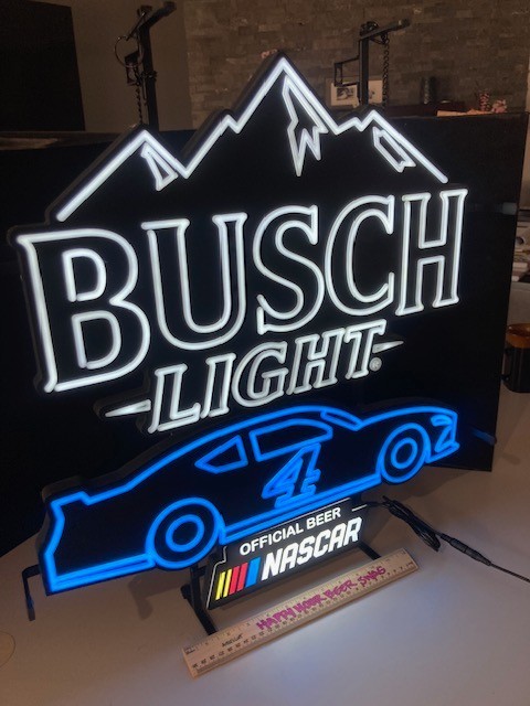 🌟 NIB Busch Light #4 Nascar LED Opti Neo Neon Beer Bar Sign Light ...