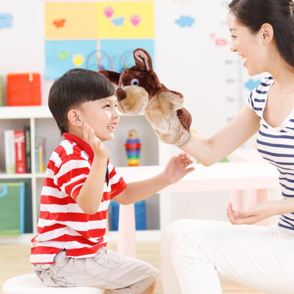 Wolf Hand Puppet Cute Animal Stuffed Hand Puppet for Story Telling and ...