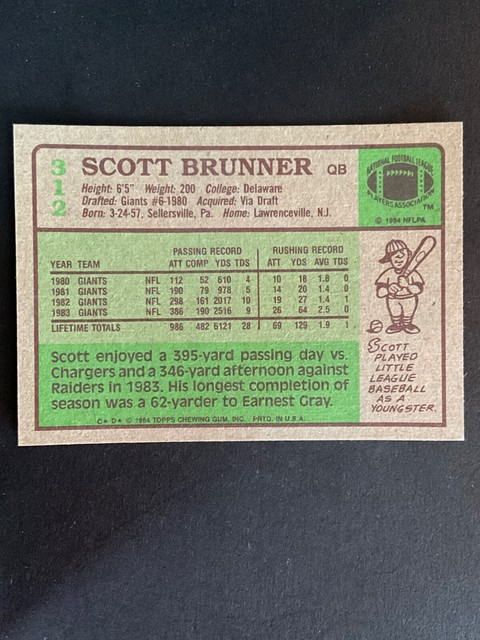 1984 Topps - #312 Scott Brunner for sale online | eBay