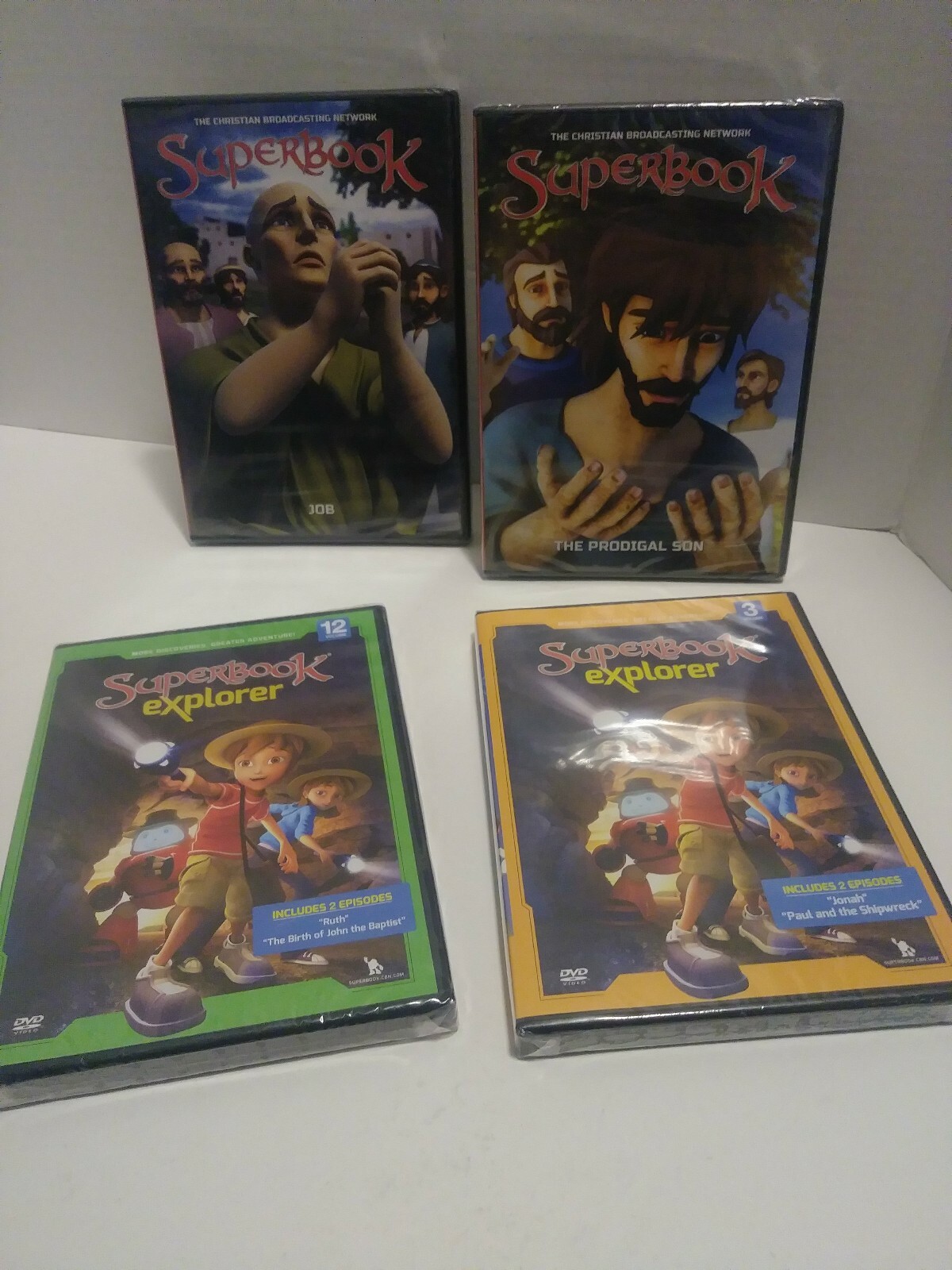 Superbook DVD lot of 4. Job, The Prodigal Son. 2 Super Book Explorer ...