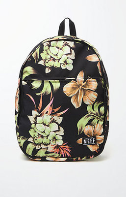 WOMENS GIRLS NEFF FILTHY FLORAL BLACK TROPICAL BACKPACK SCHOOL BAG NEW ...