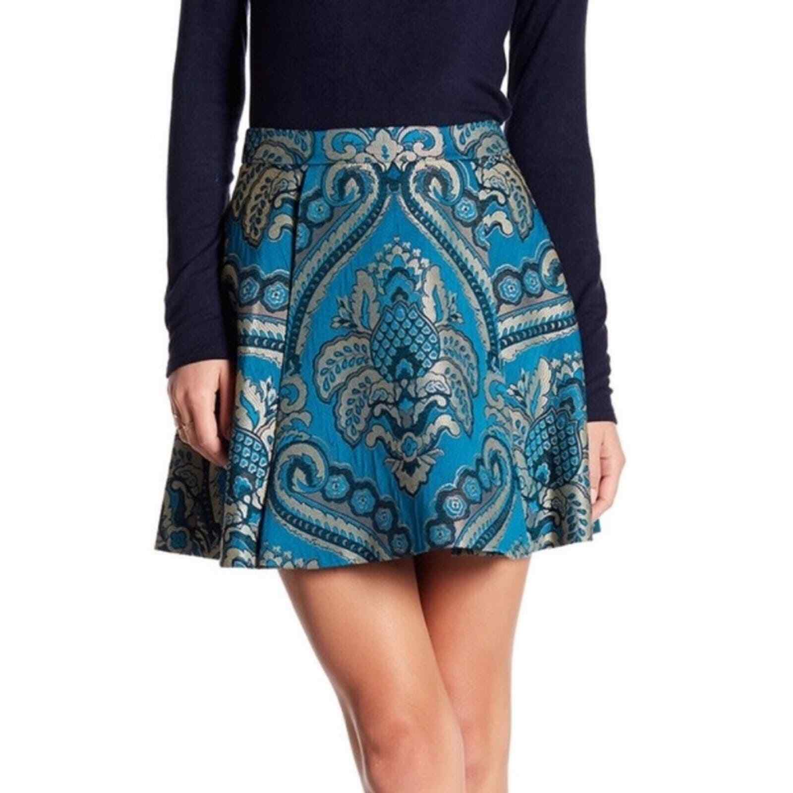 Alice + Olivia Vernon Jacquard A Line Center Pleat Sk… - Gem