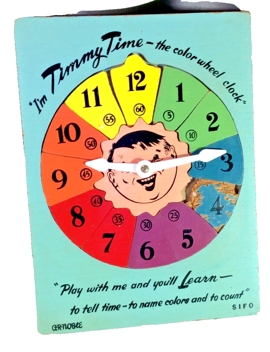 VIntage Sifo Timmy Time Color Wheel Clock Wood Puzzle. Some Damage On ...