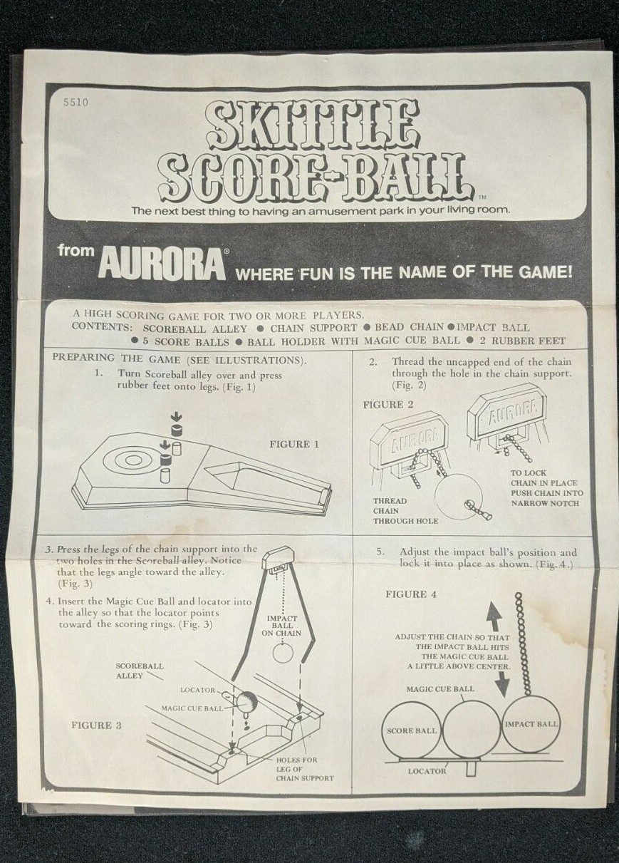 Aurora Skittle Score~Ball original instruction sheet 1971 | eBay