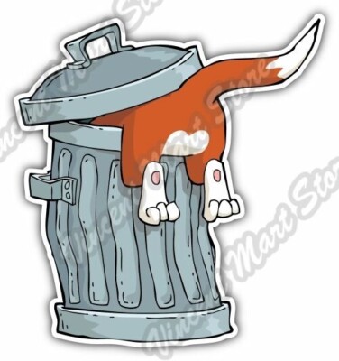 Garbage Trash Can Cat Pussycat Dirty Pet Car Bumper Vinyl Sticker Decal ...