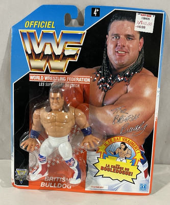 BRITISH BULLDOG WWF HASBRO 1992 MOC WRESTLING ACTION FIGURE FRENCH CARD ...