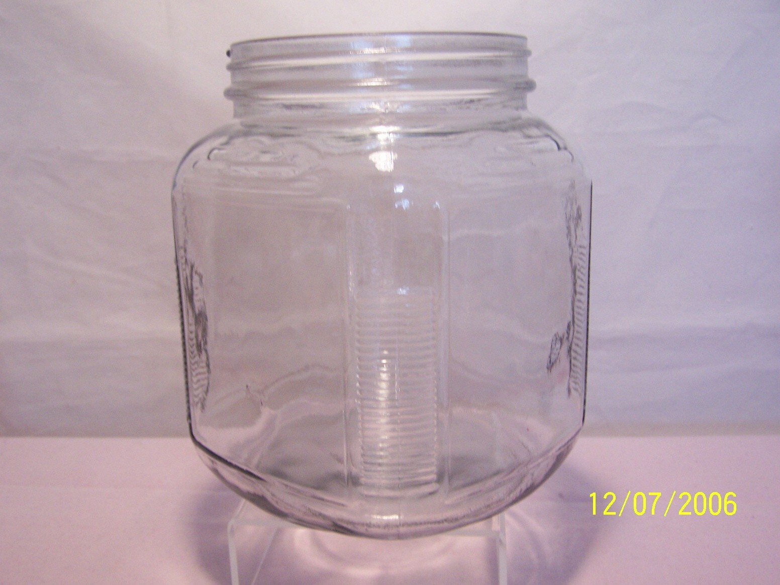 Clear Glass ~hoosier-style~ JAR with Square Ribbed Corners ~ 5.5 ...