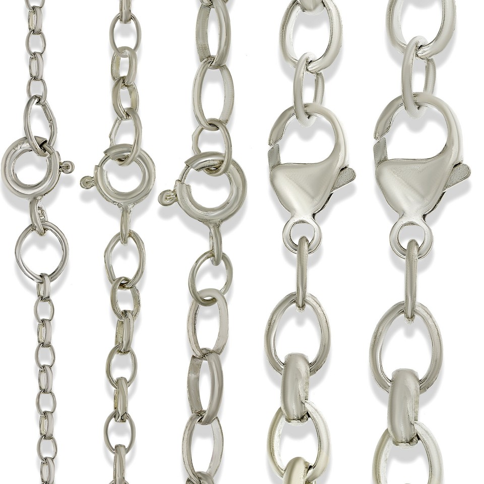 STERLING SILVER CURB CHAIN 16 18 20 22 24 ROPE POW BELCHER TRACE BOX ...