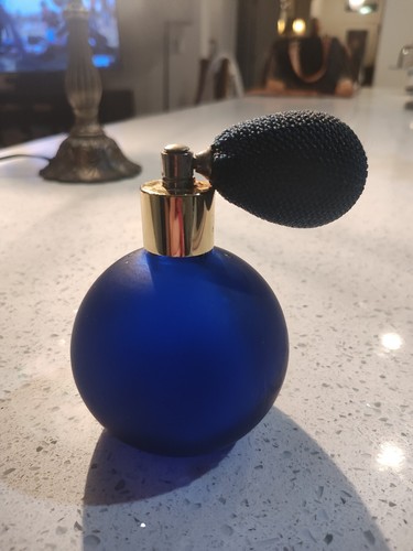Vintage Cobalt Blue Perfume Bottle with Atomizer | eBay