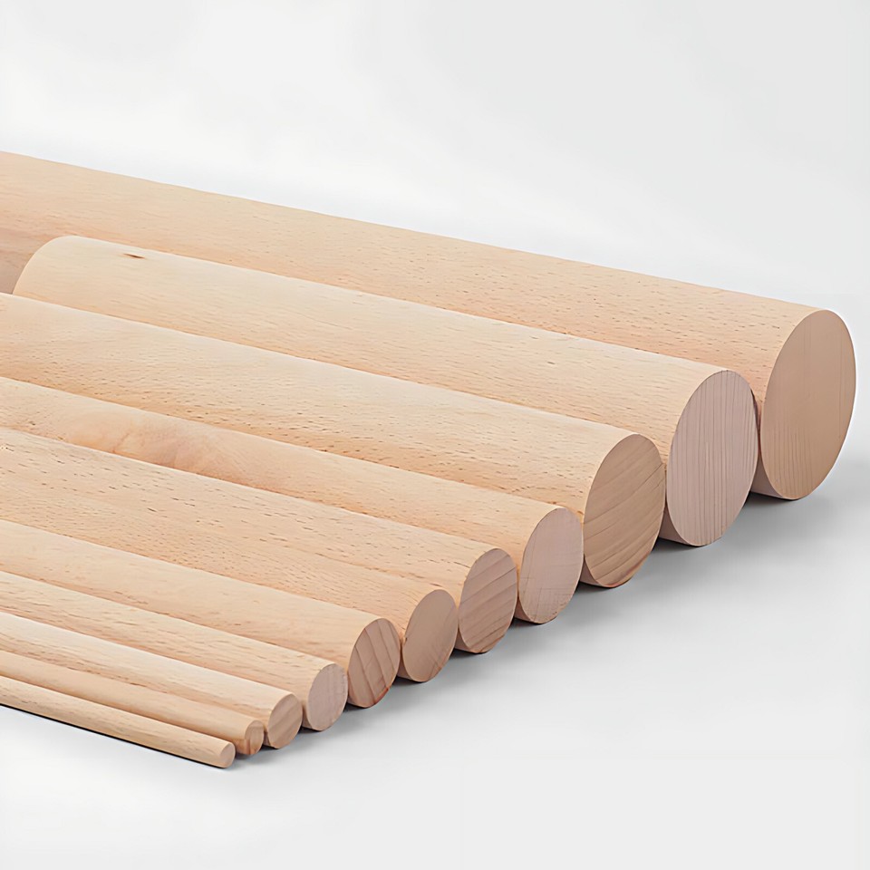 Beech Wooden Dowel Rod 3-60mm Dia 100/200/300mm Length Smooth Rod Wood ...