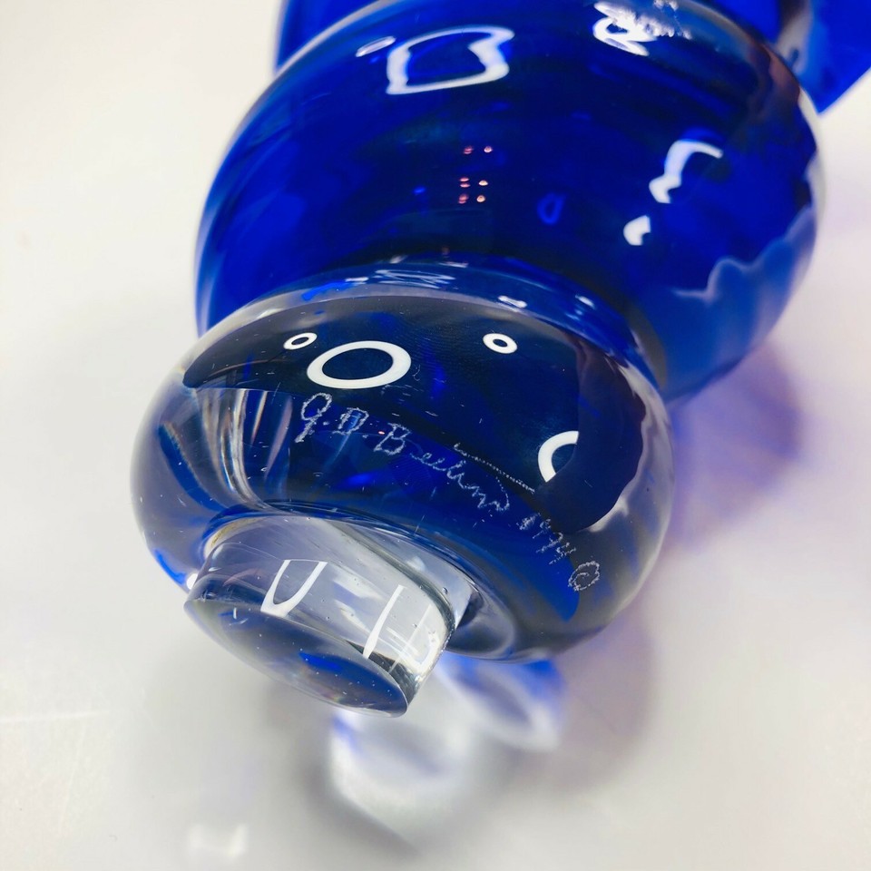 Art Glass Cobalt Blue Conch Shell Sculpture Signed Dated Vintage | eBay