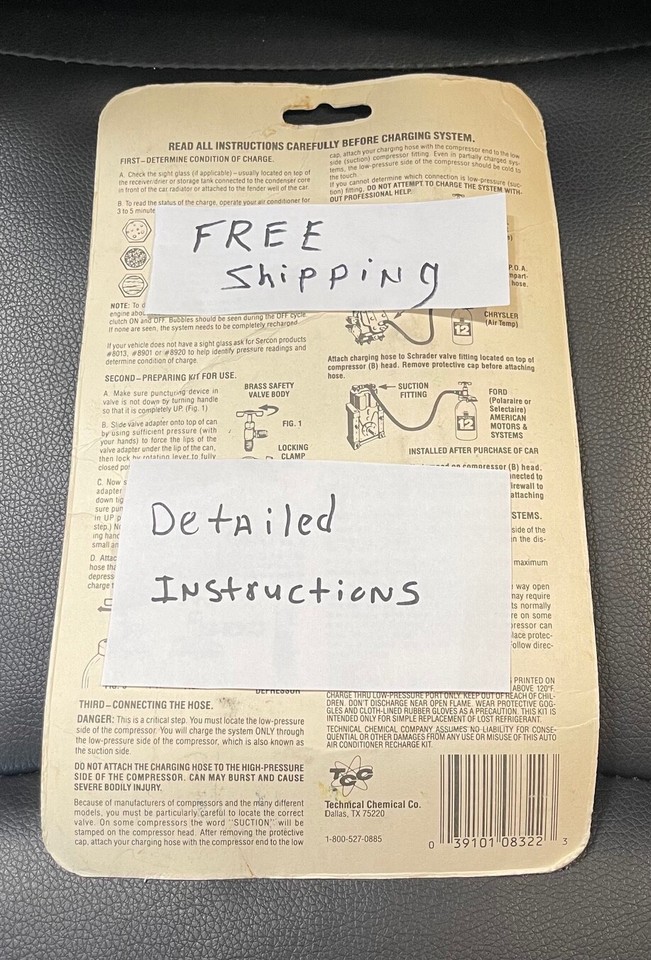 NEW R12 Refrigerant Freon 12 Freeze 12 Heavy Duty Recharge Hose Kit USA ...