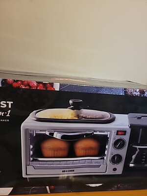 AR+Cook Breakfast Maker 3-in-1 Toaster Oven Coffee Maker Griddle- NEW ...