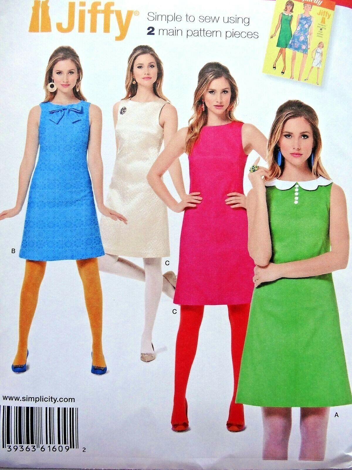 Misses Vintage 1960's JIFFY A-line Dress Pattern Simplicity 1609 Size 6 ...