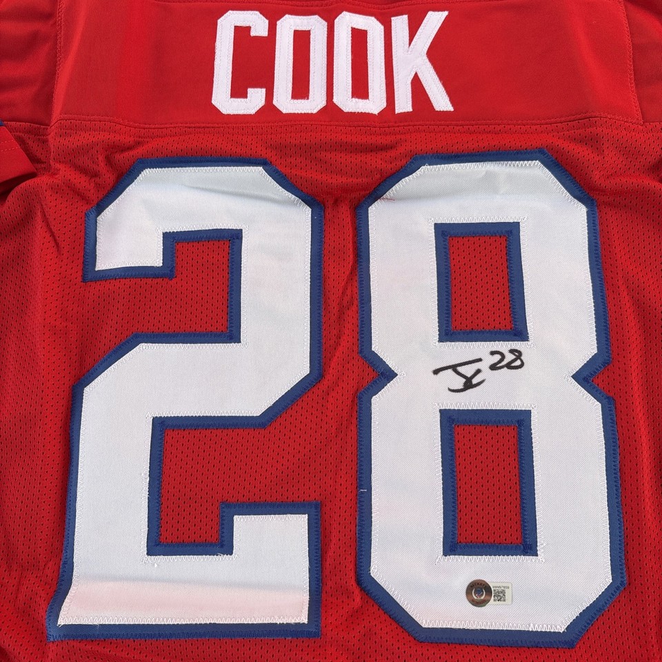 James Cook Autographed Signed XL Custom Bills Jersey-Beckett Witnessed ...
