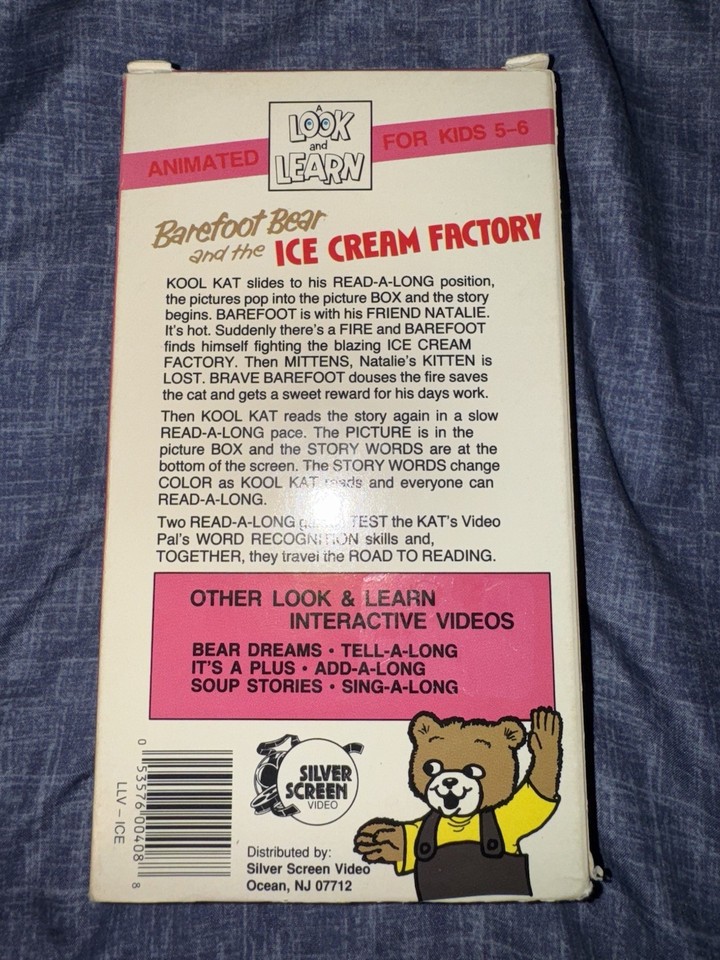 Barefoot Bear Ice Cream Factory Look & Learn VHS Tape 1989 Kids Cartoon ...