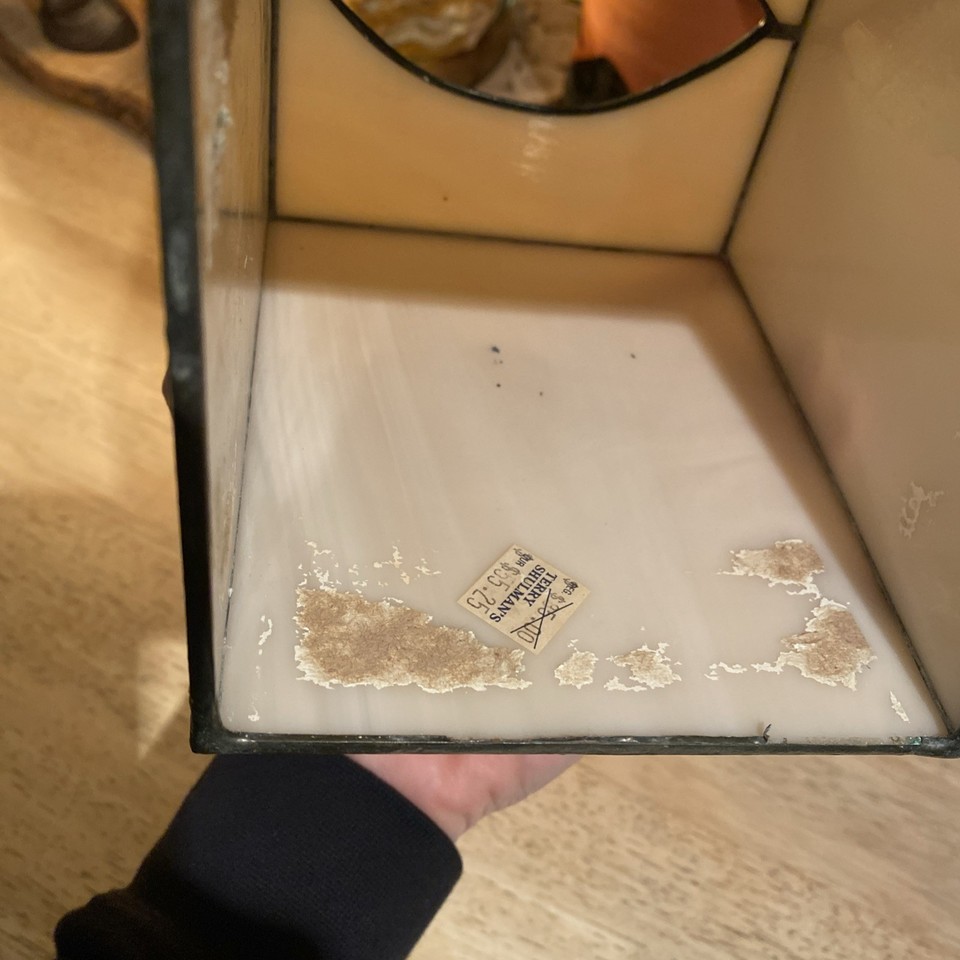 Vtg Leaded Stained Glass Tissue Box Cover Slag W/ Raised Southwestern ...