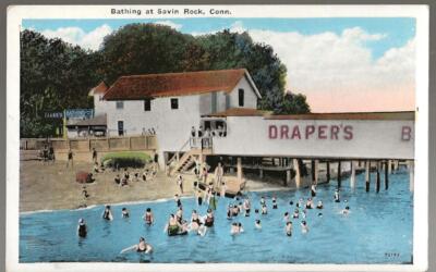 POSTCARD-BATHING AT SAVIN ROCK, CONN DRAPER'S BATH HOUSE (WEST HAVEN ...