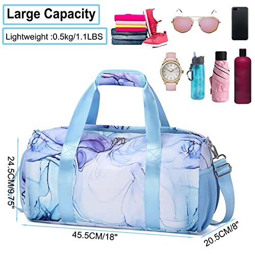 Sports Duffel for Girls Dance Bag Teen Duffle Bag Girls Weekender Blue ...