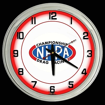 16" NHRA Championship Drag Racing Red Neon Clock Man Cave Garage Shop ...