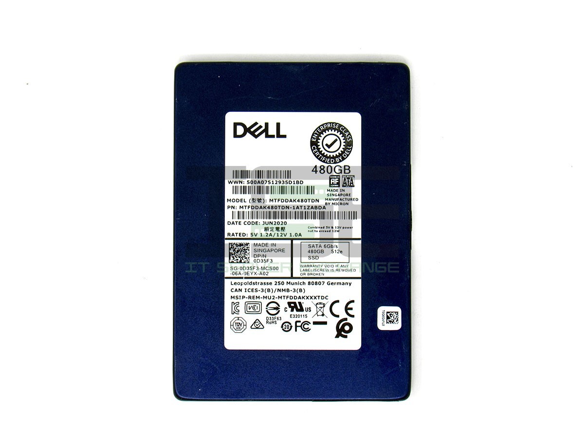 Dell D35F3 480GB 6Gb/s 2.5” SATA SSD Micron 5200 Max MTFDDAK480TDN | eBay