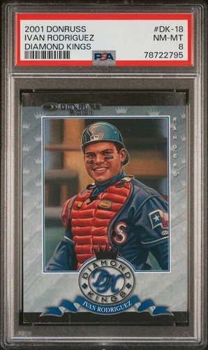 PSA 8 2001 Donruss #DK-18 Ivan Rodriguez Diamond Kings /2500 HOF ...