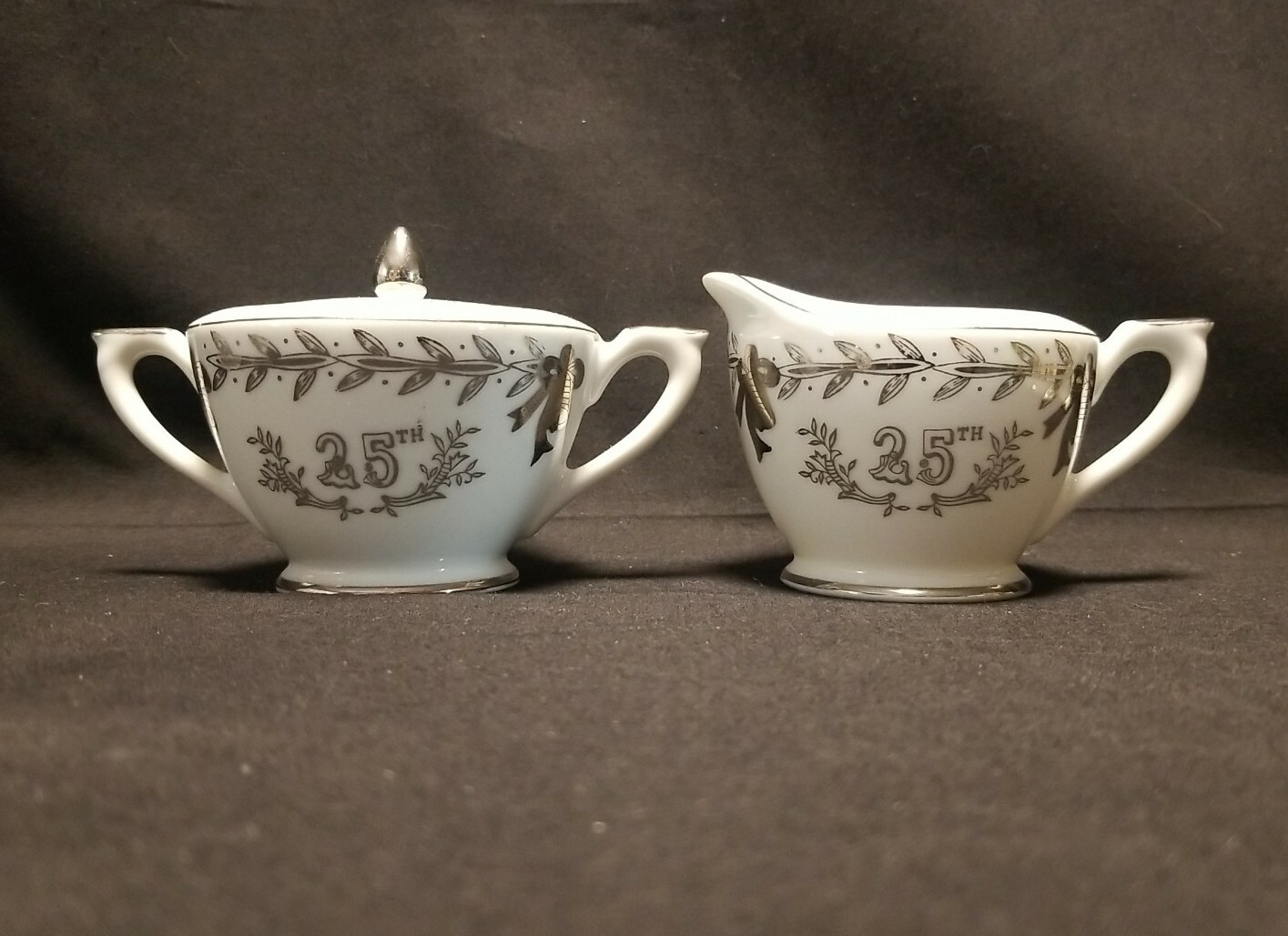 Vintage Lefton China Creamer & Sugar Bowl "25th Anniversary" Set | eBay
