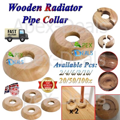 Solid Oak Wood Radiator Pipe Collars Wooden Rings Real Floor Cover 1/2 ...
