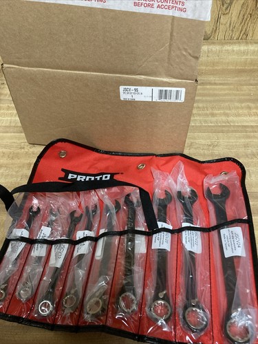 Proto JSCV-9S 9 Piece SAE Reverse Combination Ratcheting Spline Wrench ...