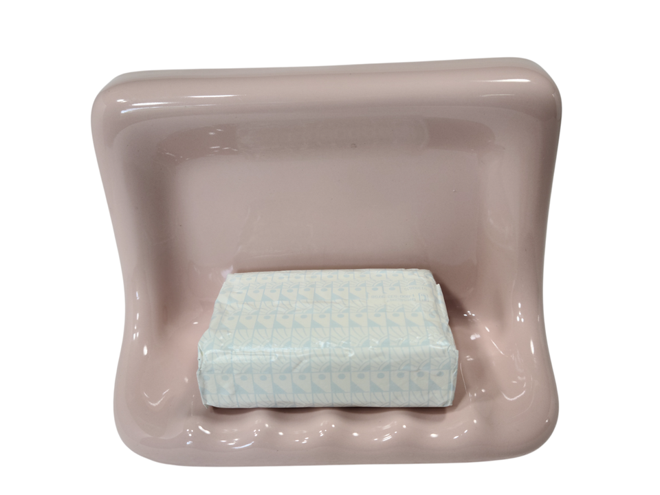 Vintage Mamie Pink Ceramic Soap Dish Tray Shower Mid Century Modern ...