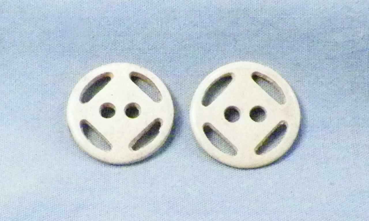 2 Casein Buttons Off White Openwork 2 Sew Thru Holes 1930s Vintage #1 ...