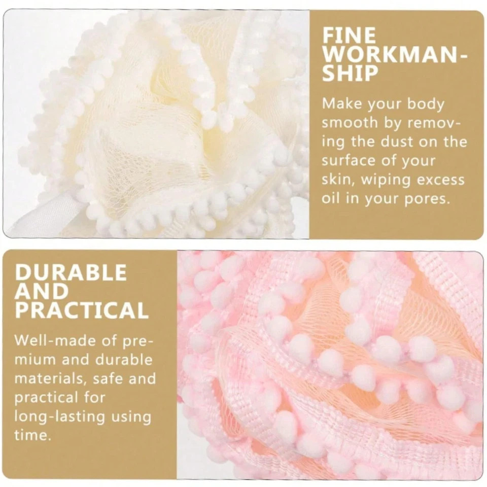 2PCS Exfoliating Flower Scrubber Body Brush Mesh Ball Puff Sponge Bath ...