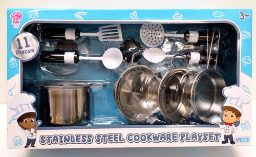 new Stainless Steel 11 piece Cookware Kid Children Playset Kitchen ...