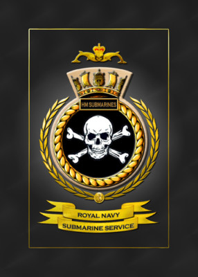 HM SUBMARINES SKULL & CROSSBONES SHIPS CREST - HUNDREDS OF HM SHIPS IN ...