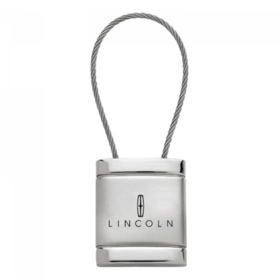Lincoln Authentic Logo Satin Chrome Cable Key Chain Ring Fob Official ...