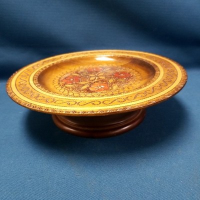 Vtg Walter Stahli Wood Carvings Floral Pattern Musical Plate/Boc Pretty ...