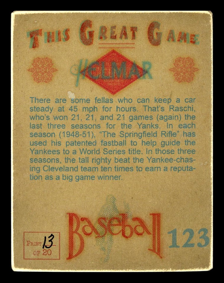 Helmar This Great Game #123 Vic Raschi New York Yankees | eBay