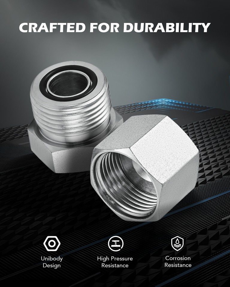 64 PC ORFS O-Ring Plug and Cap Hydraulic Flat Face Seal Fittings ORS ...