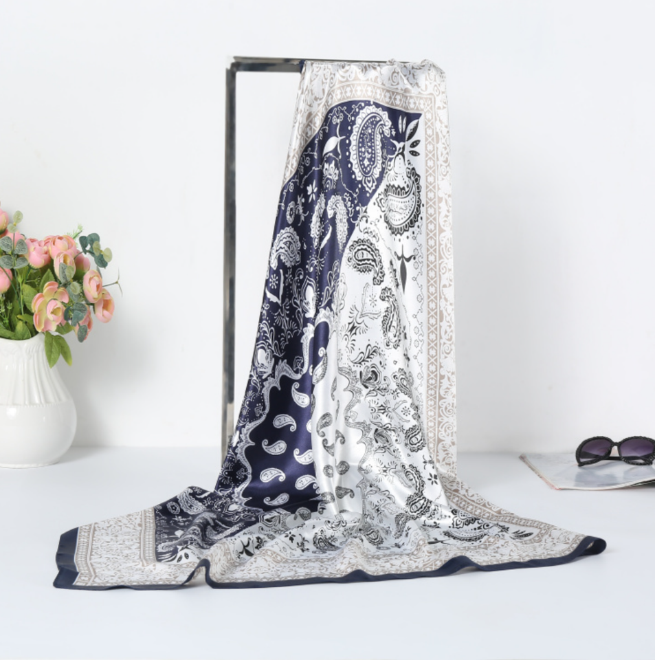 Large Silk Feel Satin Scarf Head Square Wrap Neck Neckerchief Shawl ...