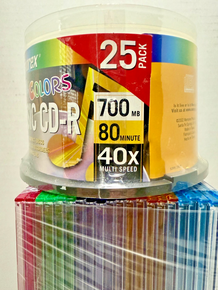 Memorex Music CD-R 25 Pack 700MB 80 Minute 40x Speed Cool Colors ...