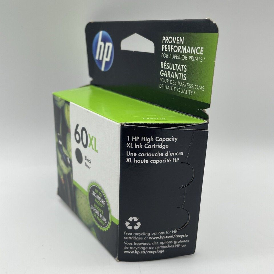 HP 60XL Black Ink Cartridge High Yield OEM New Sealed Expired - Free ...