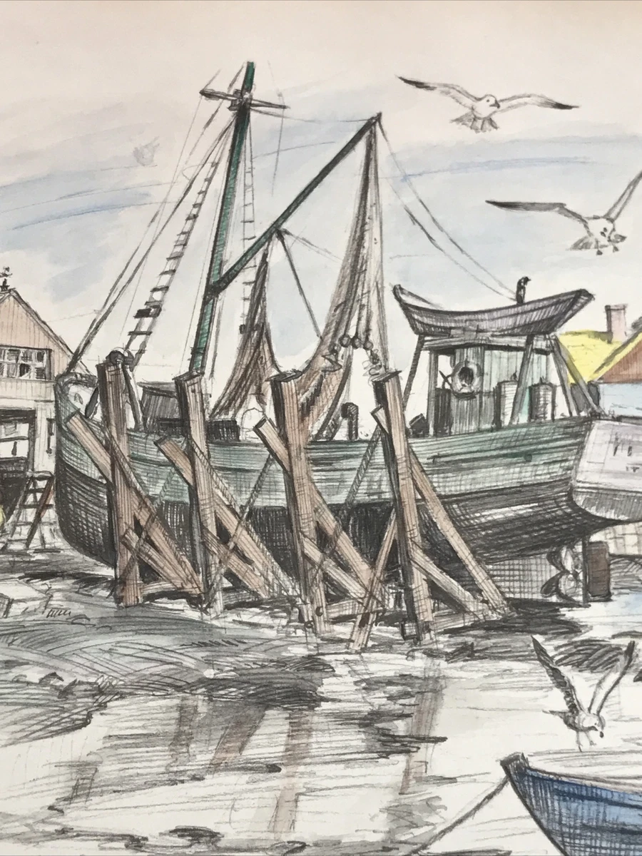 Fishing Boat Drawing Color
